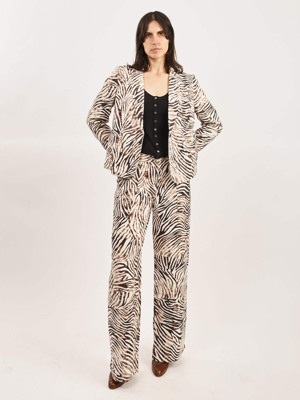 Raquel Allegra - Brown Zebra Pico Blazer – Frances May