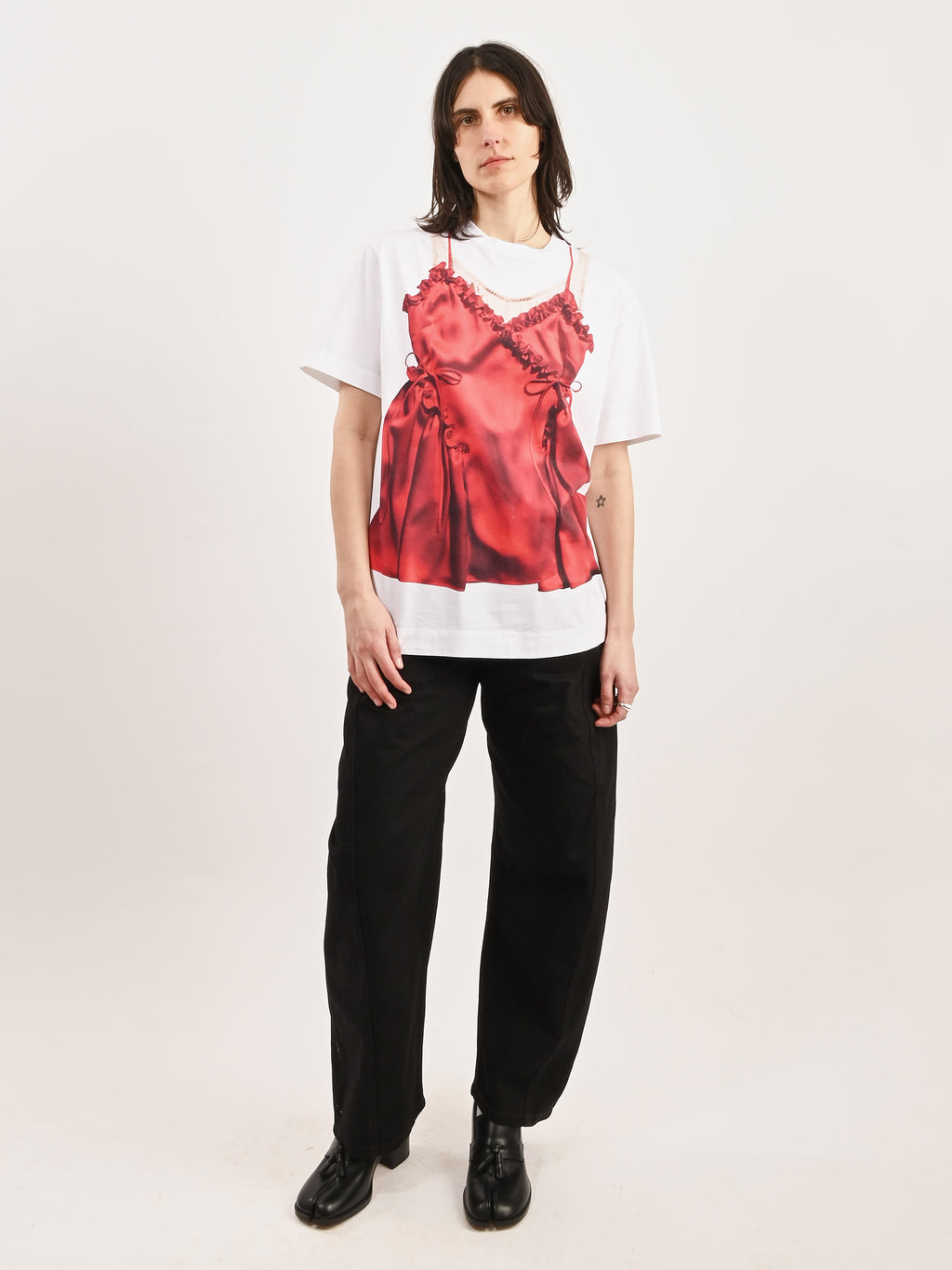 Simone Rocha - White Negligee Trompe L'Oeil Print S/S T-Shirt – Frances May