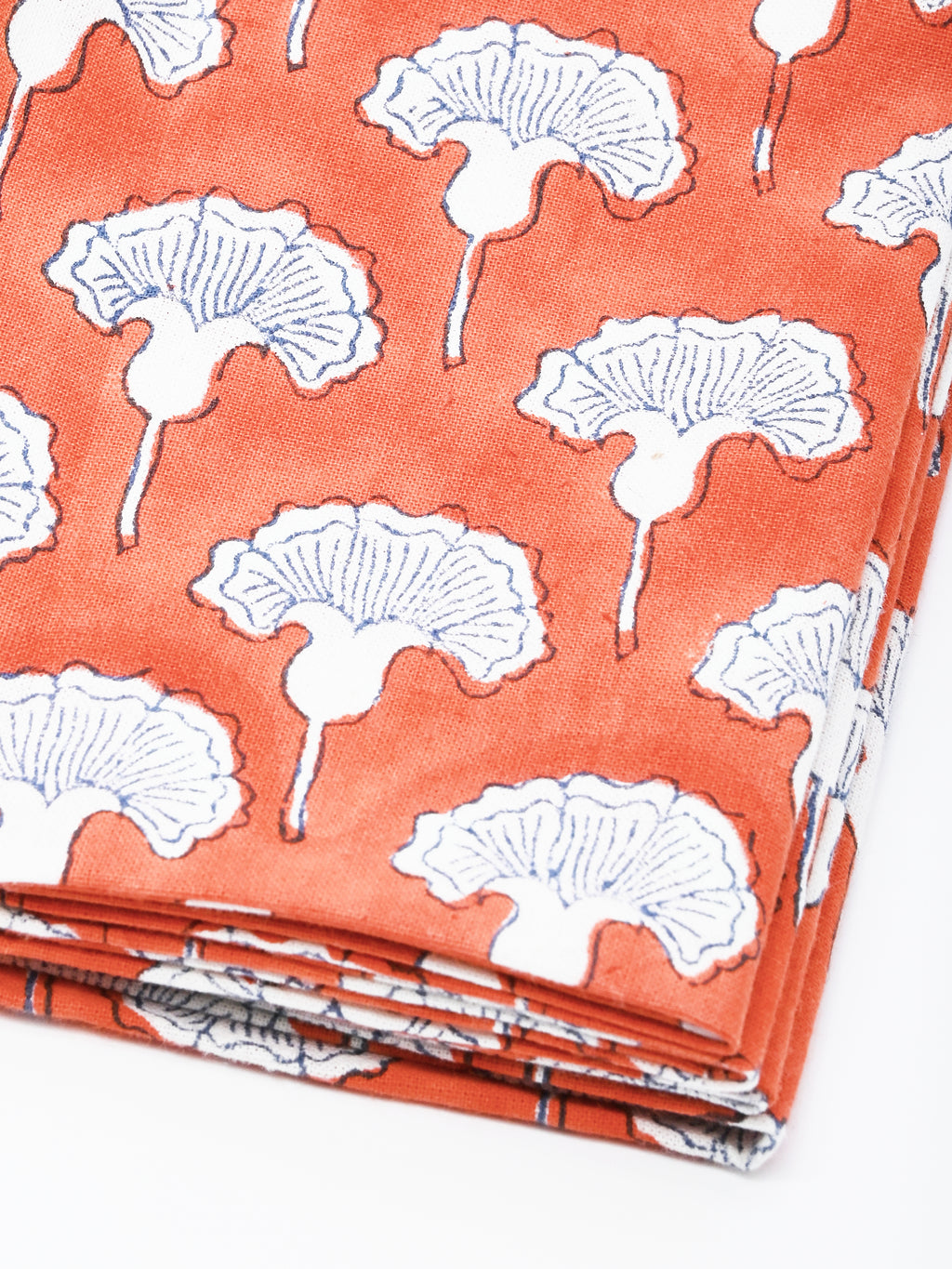 Soil To Studio - Poppy Orange Seema Set Of 4 Hand Block Printed Table ...