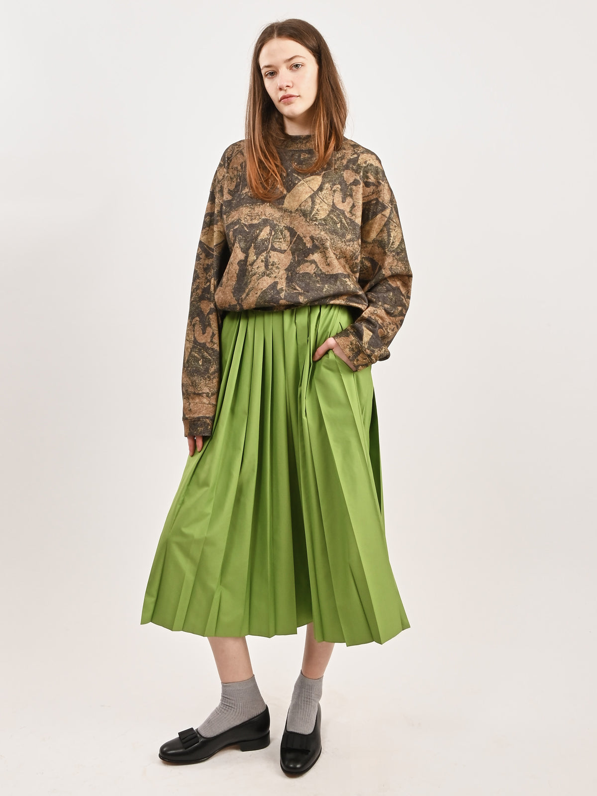 Tibi - Lime Nylon Pleated Pull On Skirt – Frances May